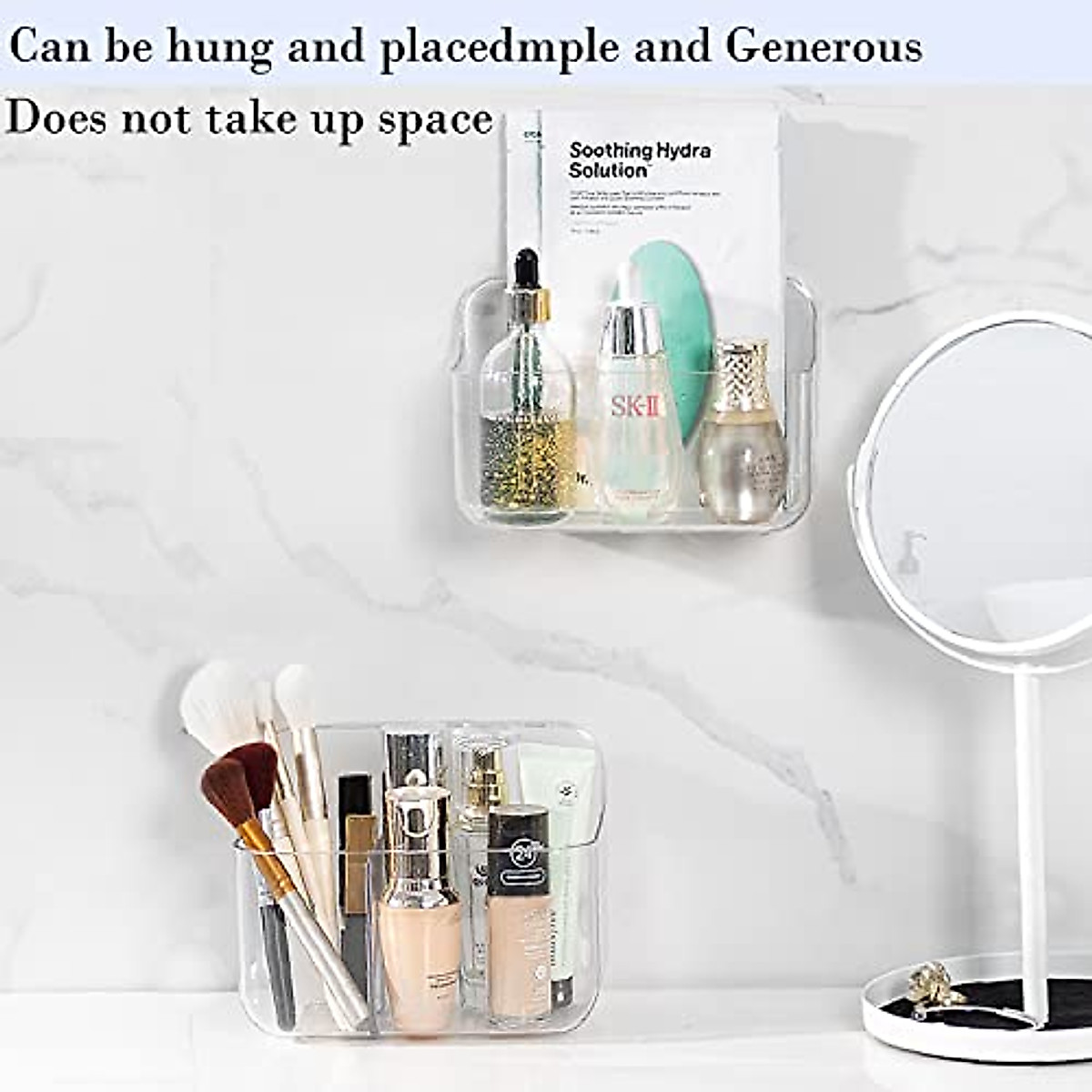 Cabinet Door Organizer Acrylic Adhesive Shelf Wall Mounted Storage, Small Wall Organizer Without Drilling, Automatic Draining Sink Caddy for Kitchen, Bathroom, Shower, Laundry, Camper, Utility Room