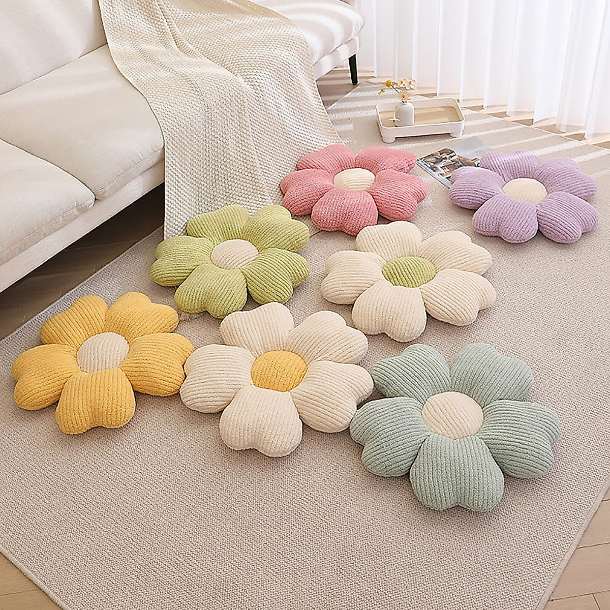 Skin-Friendly Plush Petal Throw Pillow. Soft and Comfortable, Fluffy and Full, meticulous Workmanship. (19inch, White 1)