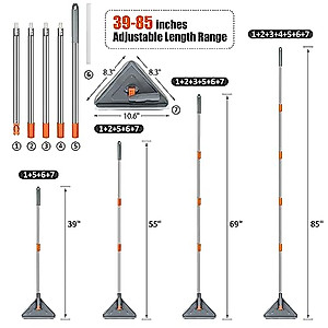 85 Inch ​Wall Mop Wall Cleaner with Long Handle , 360° Rotating Microfiber Dust Mop, Skirting Cleaning Tool Ceiling Gasket Window Cleaning Kit with 39" to 85" Extension Pole and 6 Replacement Pads
