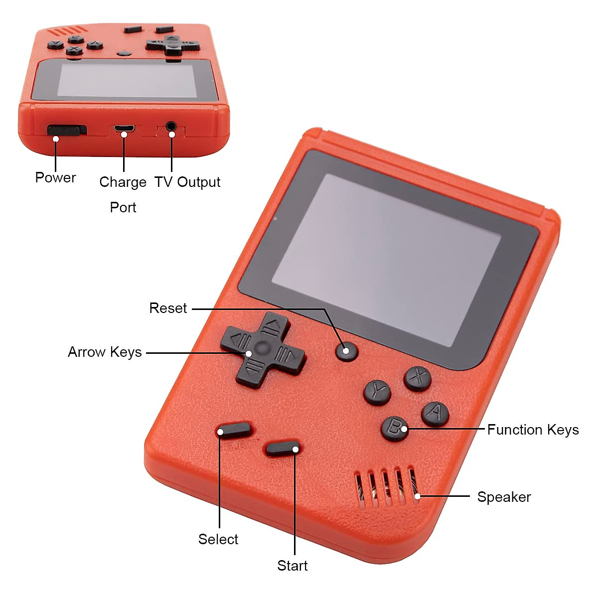 Handheld Games Retro Mini Video Games，Handheld Game Console with 400 Classical FC Games 2.8" Color Screen，Birthday for Boys Girls and Adults (Gameconsole-Red)