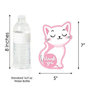 Big Dot of Happiness Purr-fect Kitty Cat - Shaped Thank You Cards - Kitten Meow Baby Shower or Birthday Party Thank You Note Cards with Envelopes - Set of 12