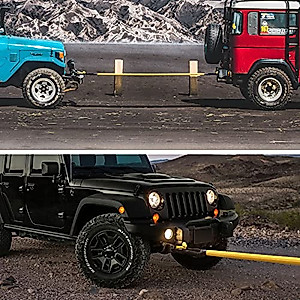 GODIAG 1"×20ft Kinetic Recovery Rope (33000lbs) Heavy Duty Energy Tow Rope with 2 Soft Shackles, Offroad Power Stretch Snatch Rope for Truck Jeep Car ATV UTV Tractor