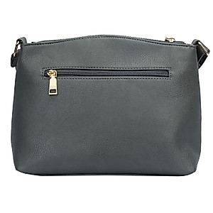 KKXIU Multiple pocket Fashion Leather Crossbody Bags for Women and Ladies Shoulder Purses with Tassel (Grey)