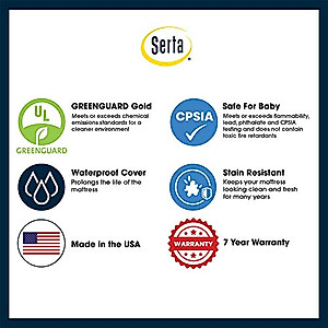 Delta Children Heartland 4-in-1 Convertible Crib Infant Changing Table with Pad + Serta Perfect Start Crib Mattress, Grey