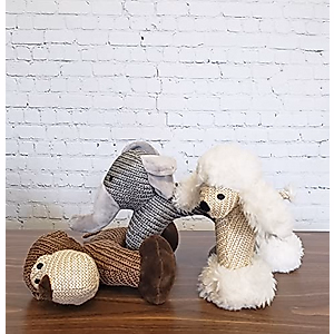 Lily Anne Boutique Woven Cute Dog Toys - Monkey Dog Toy, Elephant Dog Toy, or Sheep Dog Toy - Single or 2 Pack Squeaker Dog Toy - Soft Plush Toys for Light Biters - Dog Chew Toys (Elephant, 2-Pack)