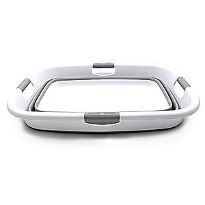 SAMMART 49L Collapsible 4 Handled Laundry Basket-Foldable Storage Container-Portable Washing Bin-Space Saving-Pet Bath Tub,Water capacity 37L (1, Grey), Size: 25.4 x 18.7 x 10.25 inches