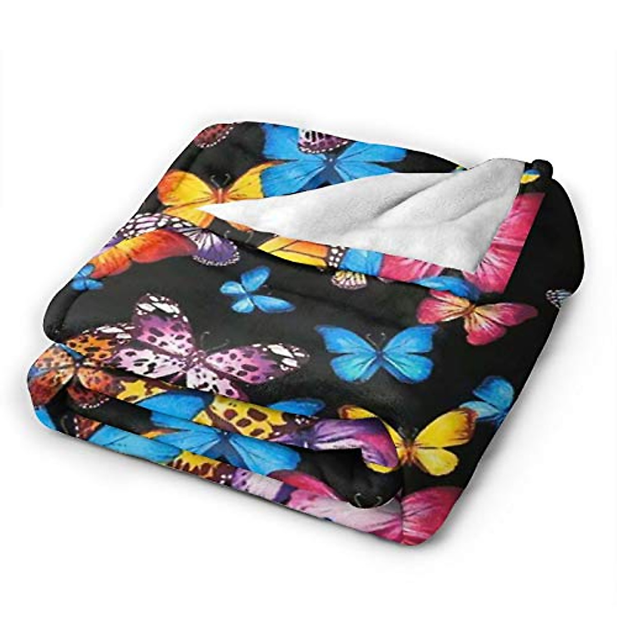 SARA NELL Ultra Soft Butterfly Blanket,Colorful Rainbow Flying Butterfly Throw Blanket Fleece Blanket,Plush Blanket for Bed and Couch,Warm Fuzzy Cozy Throws Blankets for Kids and Adults,60''X50''