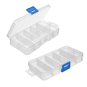 Jutagoss Plastic String Organizer Box With Dividers, 5.12x2.76x0.87 inch,10 Mpartment Craft Storage Containers, 4PCS Bead Tackle Bolt Screw Small Parts Rock Collection Box.