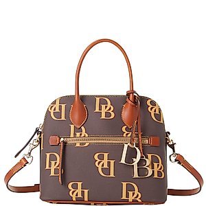Dooney & Bourke Handbag, Monogram Domed Satchel - Brown Tmoro