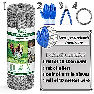 Chicken Wire Fencing Mesh, 16.9 Inch x 40 Feet Metal Floral Chicken Wire Fence for Crafts Poultry Garden, 0.6 Inch Hexagonal Galvanized Hardware Cloth Netting for Chicken Coop Barrier Rabbit Cage