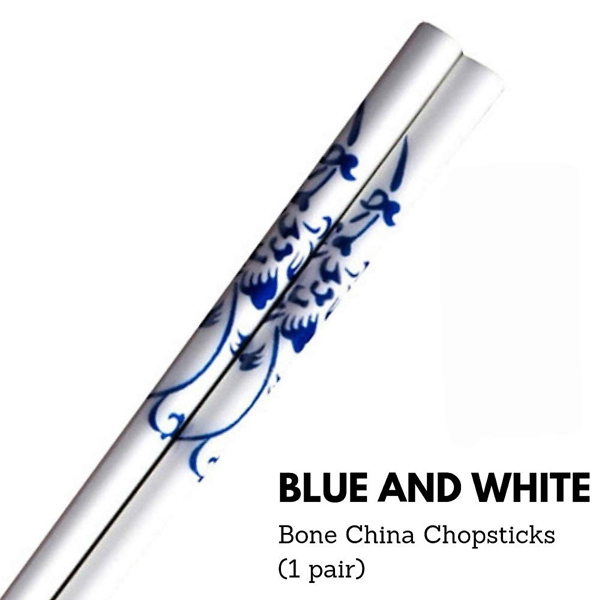 LeBlue 1 Pair Blue and White Bone China Chinese Reusable Dishwasher Safe Chopstick GIFT SET