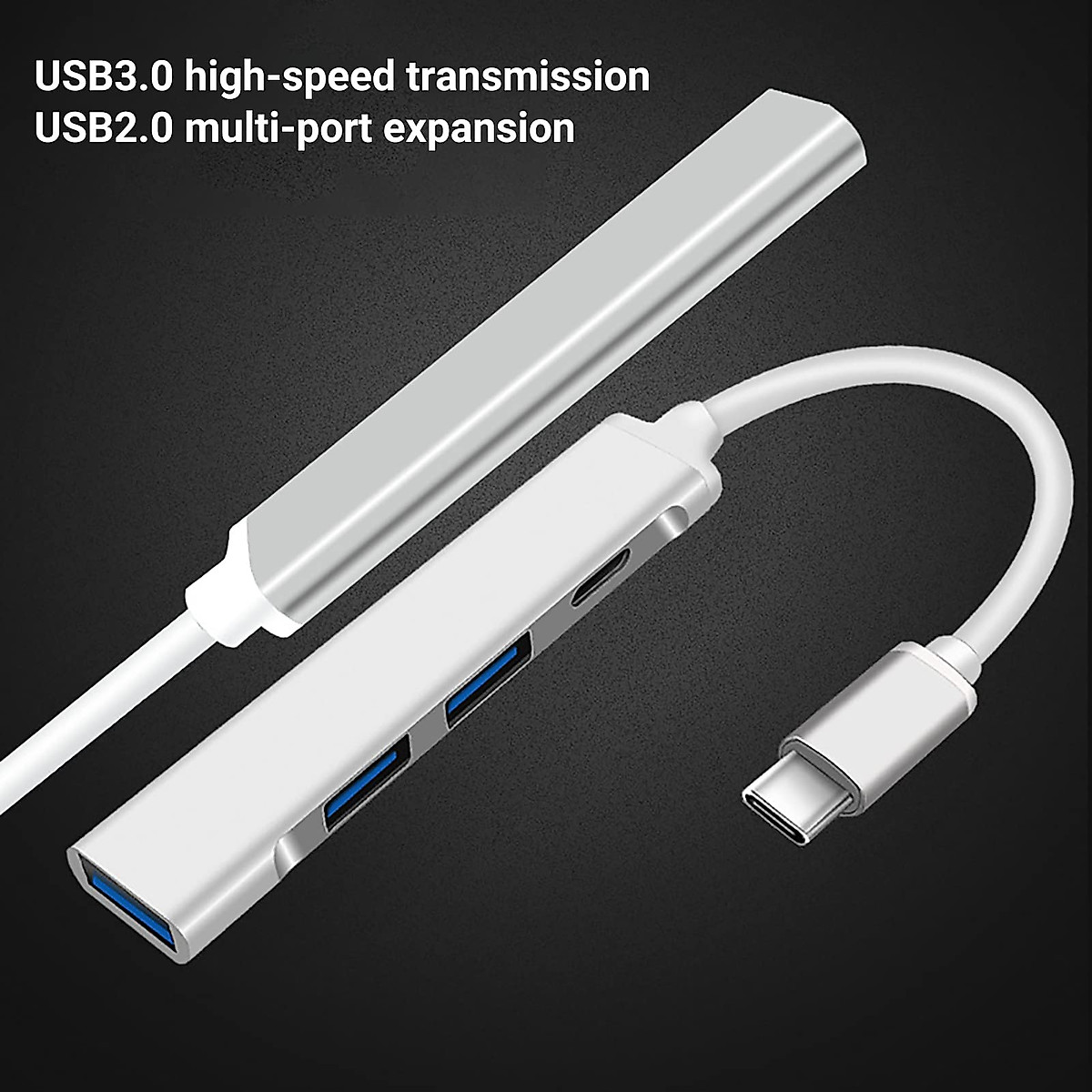 GIFZES USB Hub 3.0, USB C Adapter and 4-in-1 Docking Station,Docking Station Mini Plug Aluminium Alloy 4 in 1 USB/Type-C Hub for Computer Grey USB