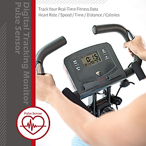 ADVENOR Exercise Bike Magnetic Fitness Bike Cycle Folding Stationary Bike Arm Resistance Band Workout Backrest Extra-Large Seat Cushion Indoor Home Use (2 in 1 Standard Edition, black)