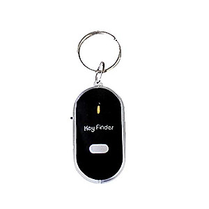 1PC KeyTag Key Finder, LED Light Torch Remote Sound Control Lost Key Finder, Easy to Use Suitable for The Elderly Key Locator Device, Phone Keychain Whistle Sound Finder Tracker (Black)
