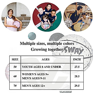 MAIBOLE Crossway Moisture-Wicking Leather Basketball Indoor Outdoor Basketball Training Basketball Competition Basketballs White Basketball Size 6 Basketball 28.5”Women's Basketball