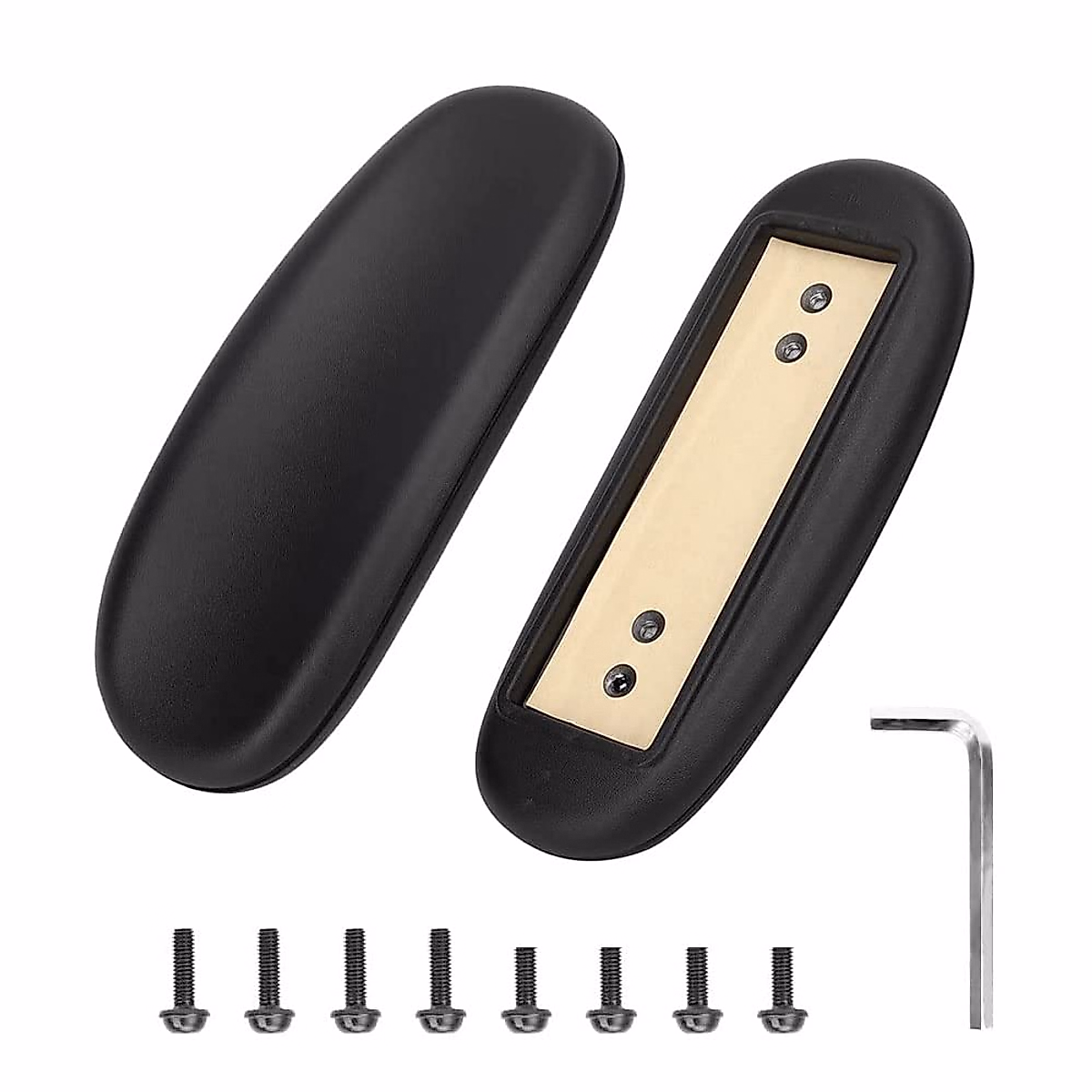 ALUCSET 10" Long x 4" Wide Office Chair Replacement Armrest Arm Pads Caps Univeral 4" 5.5" Mounting Hole Office Chair Parts 1 Pair (Black, Set of 2)