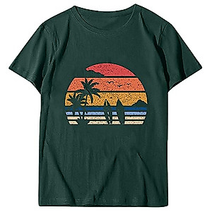 JDHUFEI 2023 Shirts for Women Summer Casual Basic T Shirts Crewneck Solid Color Loose Blouse Short Sleeve Beach Tops Clothes