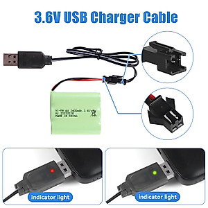 HJ 2 pcs 3.6V 2400mAh NI-MH 3xAA SM2P Battery with USB Charging Cable for Some Kind of RC Toy Car Boat Plane Flashlight Safe Equitment Electric Machine