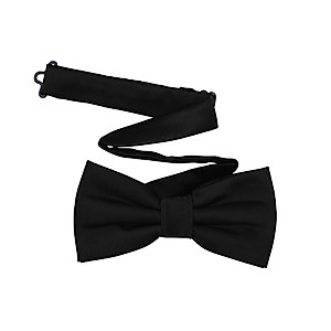TINYHI Men's Pre-Tied Satin Formal Tuxedo Bowtie Adjustable Length Satin Bow Tie Black One Size