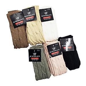 Arm Warmers, 6 Pairs for Women, Cable Knit Warm Winter Sleeve Fingerless Gloves, Premium (Assorted A)