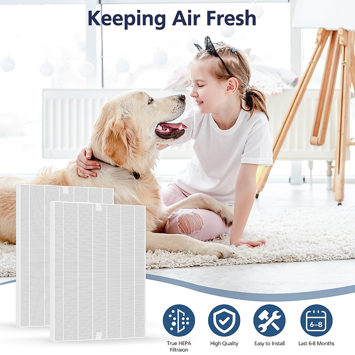 116130 True HEPA Replacement Filter H for Winix 5500-2 AM80 Air Purifier, 4 Pack H13 Grade True HEPA Filter