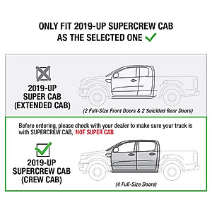 Tyger Auto 6.6" Blade Running Boards Compatible with 2019-2023 Ford Ranger | Supercrew Cab | TG-BL2F7318 | Side Step Nerf Bars