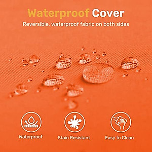UNIKOME Outdoor Chair Cushions Pack of 4, Waterproof Patio Cushions with Ties, High Density Sponge Filling Square Corner Seat Cushions for Outdoor Furniture, 18.5"x16"x3", Orange