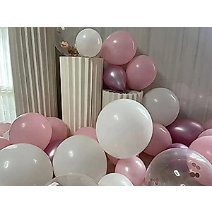 Pink and White Balloons 112PCS Light Pink Balloons White Confetti Metallic Rose Gold Balloons for Birthday Anniversary Party Decorations