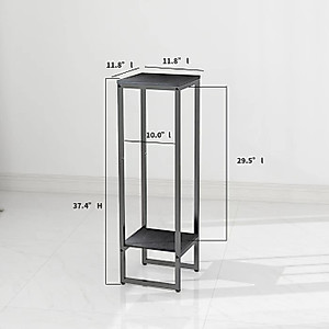 Jo.Devivre 37.4"Tall Plant Stands indoor, Metal Single Plant Stand holder for Indoor Plants,2 Tier Modern Corner Flower Pots Shelves, Square Plant Tables Pedestal Stand for Living Room Garden Balcony