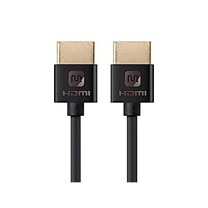 Monoprice HDMI High Speed Cable - 6 Feet - Black, 4K@60Hz, HDR, 18Gbps, 36AWG, YUV 4: - Ultra Slim Series