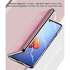 EKSED Case for Samsung Galaxy Z Fold 5, Plating Mirror Leather Protective Shell, Hard PC Frame Anti-Drop Anti-Fingerprint Full Coverage Protective Case,Black