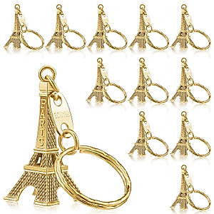 Inbagi 50 Pieces Eiffel Tower Keyring Paris Eiffel Tower Keychains Retro French Souvenirs Keychains Eiffel Tower Keychain Bulk for Home Jewelry Birthday Table Graduation Thank You Gifts (Gold)
