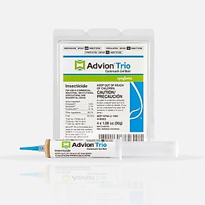 Advion Trio Cockroach Gel Bait, 4 Tubes x 30-Grams, 1 Plunger and 2 Tips, Formulated with 0.6% Indoxacarb, 0.1% Novaluron and 0.1% Pyriproxyfen, Ready-to-Use Roach Killer for Indoor and Outdoor Use