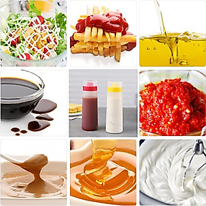 AKOAK 1 Pack Four-Hole Seasoning Extruded Bottle, Plastic Seasoning Bottle Spray Bottle, Suitable for Ketchup, Salad Dressing, Mustard Sauce (Red)