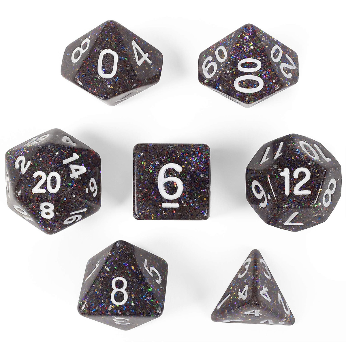 Wiz Dice - DND Dice Set for Tabletop RPG Adventure Games with a Dice Box - Polyhedral Dice Set, Suitable for Dungeons and Dragons, MTG and Dice Games Alike - Sparklier Vomit - 7 ct