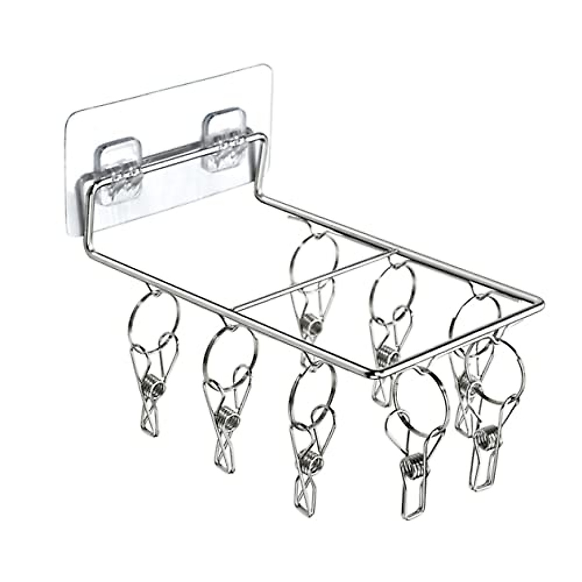 4 pcs Multi Purpose Hanger Wall Mount Clothing Rack Wall Mounted Drying Rack Wind- Proof Hook Clothes Laundry Hanger Drying Rack Stainless Steel Sock Rack Sock Drying Rack Clip