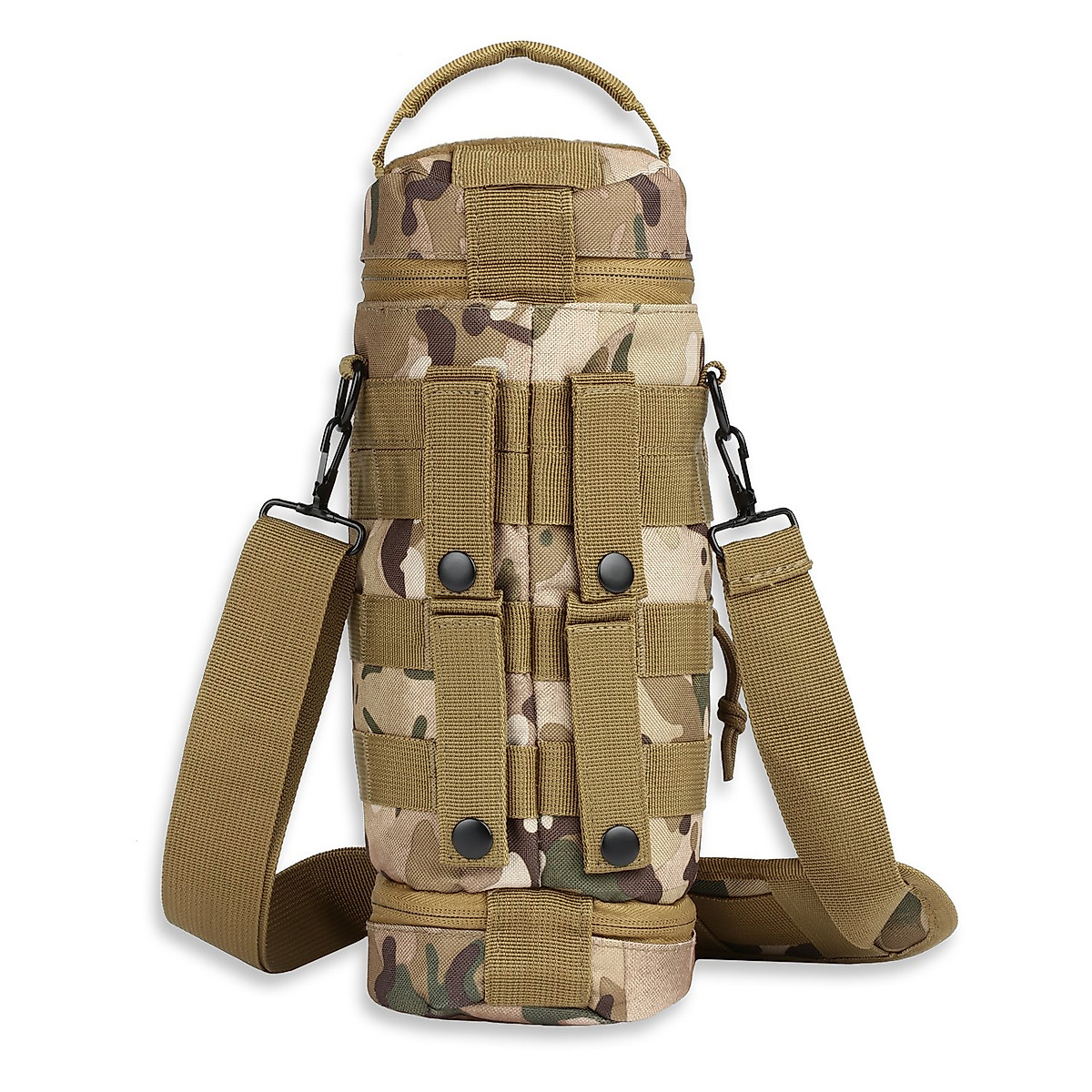 Orca Tactical Molle Water Bottle Pouch - Molle Water Bottle Holder with Strap - Water Bottle Carrier with Multiple Storage Options (Multicam)