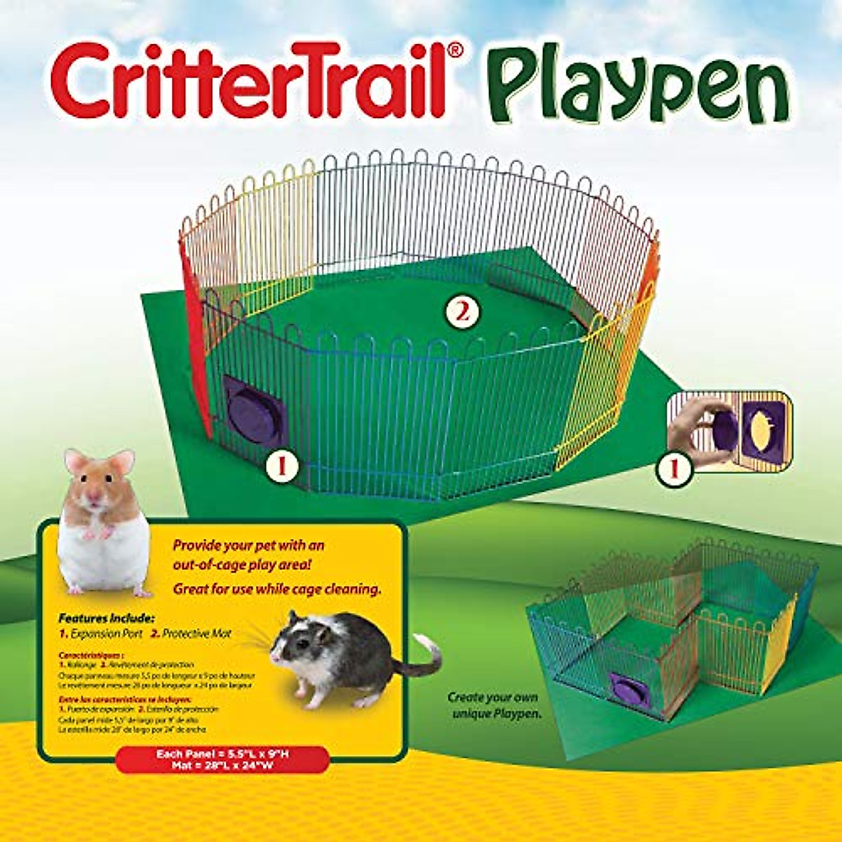 Kaytee CritterTrail Playpen with Mat for Pet Gerbils, Hamsters or Mice