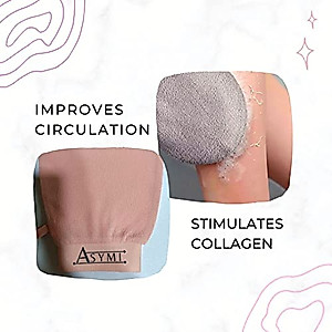 Asymi Deep Exfoliating Glove - Reusable Exfoliating Mitt for Dead Skin Removal (Keratosis Pilaris Strawberry Legs Ecologic body care) Vegan Body Scrub SPA body Treatment (Grey Cloudy), 1.0 Count