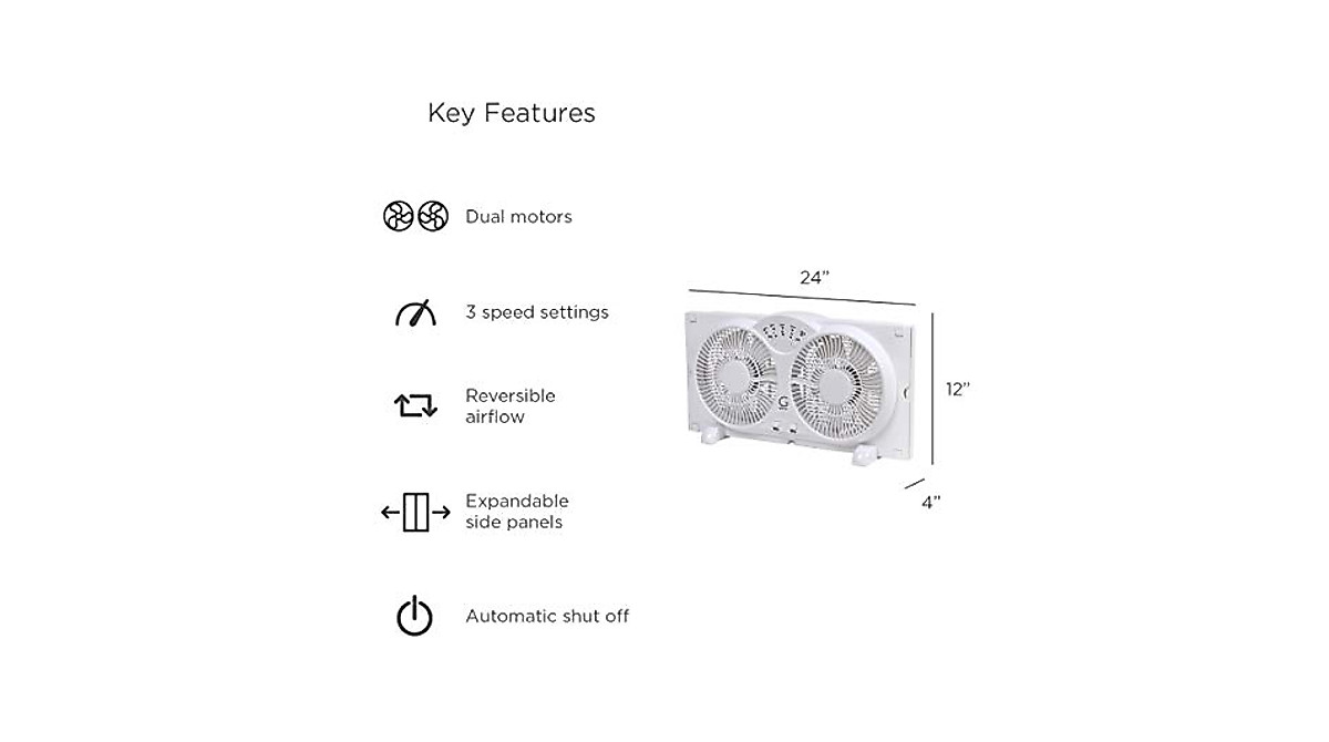 Genesis Twin Fan High Velocity Reversible Window Fan with Thermostat