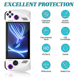 COCGVEL 2 Pack Screen Protector Tempered Glass Compatible with ASUS ROG Ally Handheld 7 inch 2023, Transparent Ultra HD, Anti-Scratch, 9H Tempered Glass, 2.5D Arc Edge
