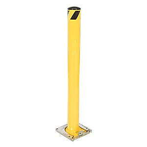 Vestil BOL-RF-48-4.5 Surface Mounted Removable Steel Pipe Safety Bollard, 4-1/2" OD, 48" Height,Yellow