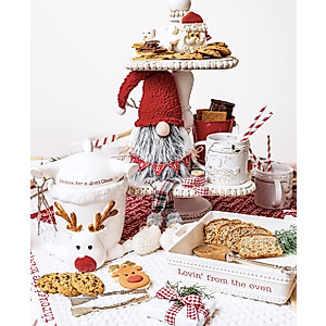Mud Pie, White, Circa Holiday Baker & Trivet Set, 8.75", 8.75" x 8.75" | holder 7.5" x 7.5" | spoon 10.5