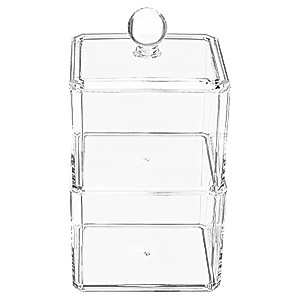 HBlife Cotton Ball and Swab Holder Organizer, Clear Acrylic Cotton Pad Container for Cotton Swabs, Q-Tips, Make Up Pads, Cosmetics and More