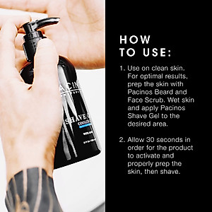 Pacinos Shave Gel - Cooling Gel with Aloe Vera - Moisturizing Mens Shaving Gel - 8 Fl. Oz