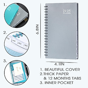 2024-2025 Pocket Planner/Calendar - Weekly & Monthly Pocket Planner, JUL. 2024 - Jun. 2025, 6.8" x 4.3", Strong Twin - Wire Binding, plastic cover