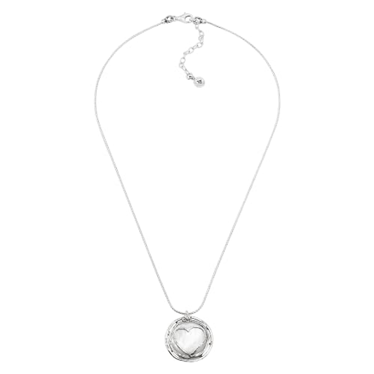 Silpada 'Lighthearted' Natural Mother-of-Pearl Heart Pendant Necklace in Sterling Silver, 18" + 2"