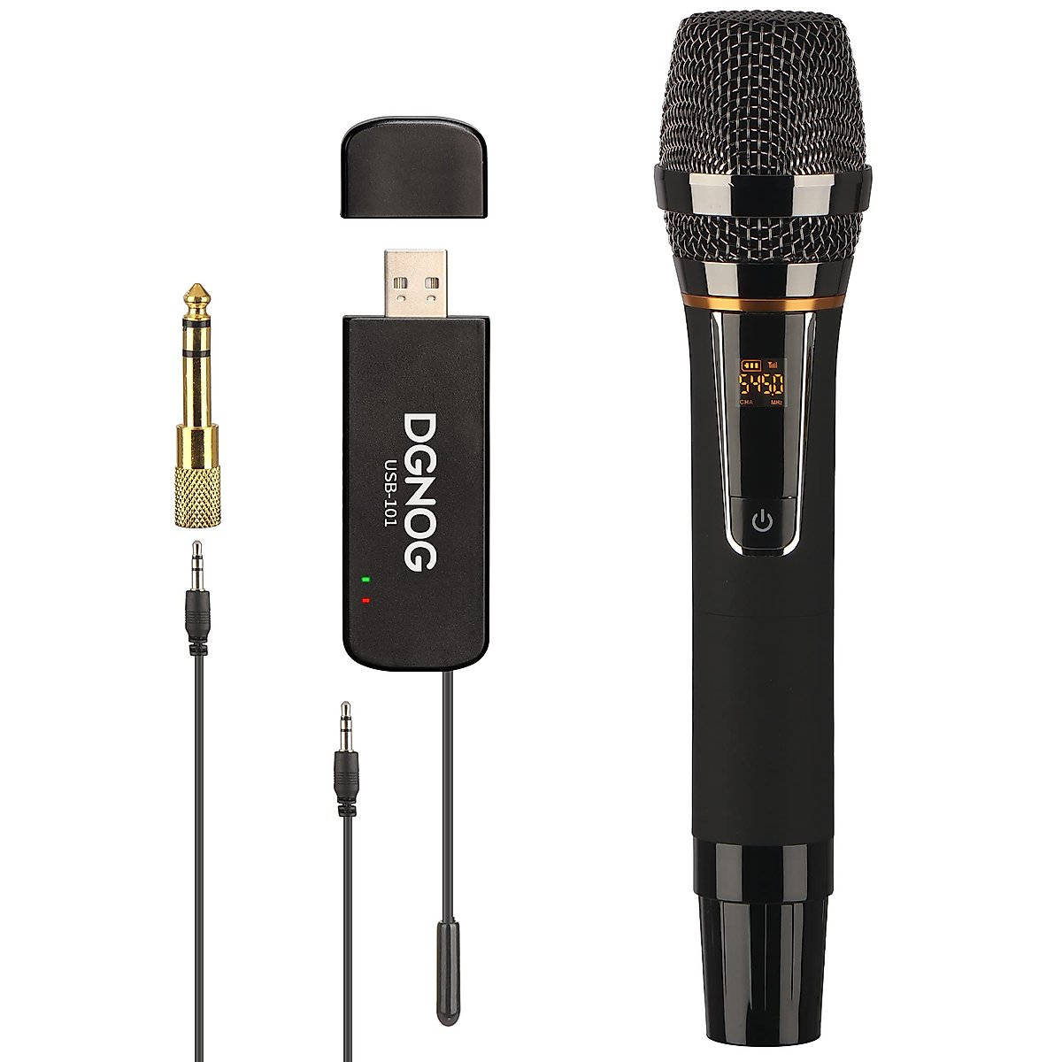 USB Wireless Microphone, Computer UHF Dual Handheld Dynamic Mic System with USB Receiver, 100ft Range for Home Singing, Karaoke, PC,TV,Active Speaker