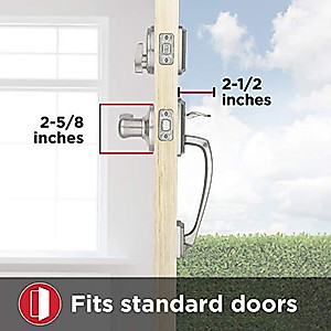 Kwikset 98180-021 Prescott Single Cylinder Front Door Handleset with Tustin Lever Featuring SmartKey Security and Microban Antimicrobial Protection in Satin Nickel