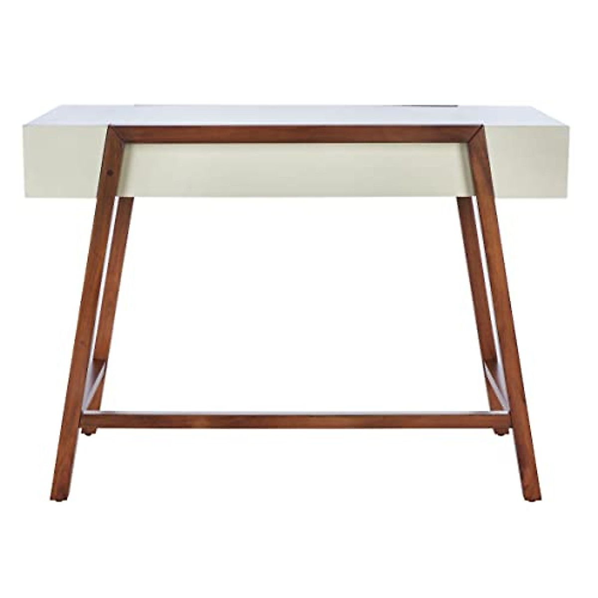 SAFAVIEH Home Collection Marwood Mid-Century Modern White/Brown Desk, Medium